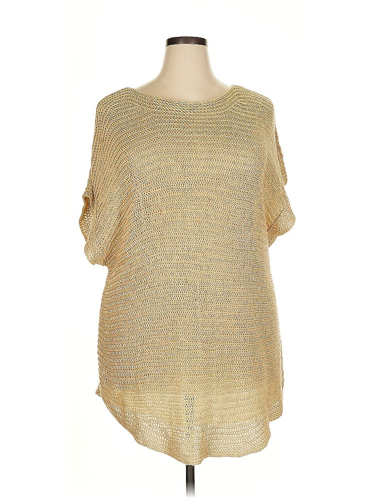 Lauren by Ralph Lauren 100% Linen Metallic Gold Poncho Size 3X - 49% ...