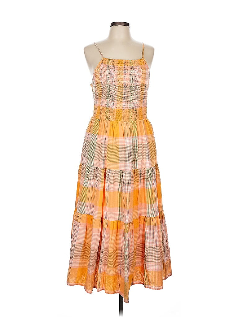 Universal Thread Checkered-gingham Orange Casual Dress Size L - 12% off ...
