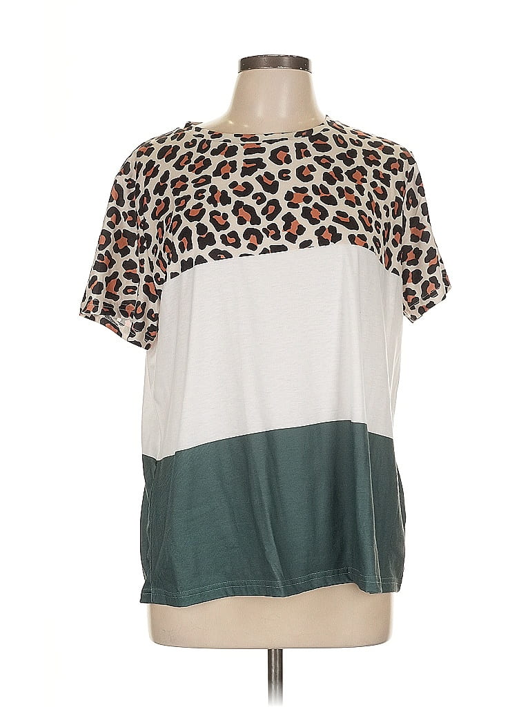 Pixie Lady Color Block Teal Short Sleeve Top Size L - 31% off | ThredUp