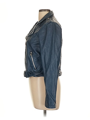 Levi s 100 Viscose Blue Faux Leather Jacket Size L 69 off ThredUp
