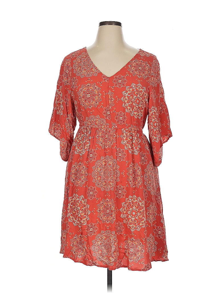 Torrid 100% Rayon Paisley Orange Casual Dress Size 1X - 63% off | ThredUp