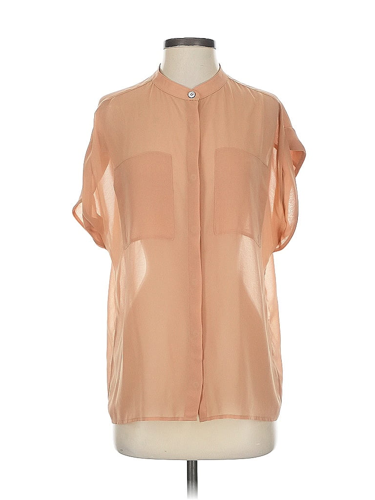 CAbi 100% Polyester Tan Short Sleeve Blouse Size S - 71% off | ThredUp