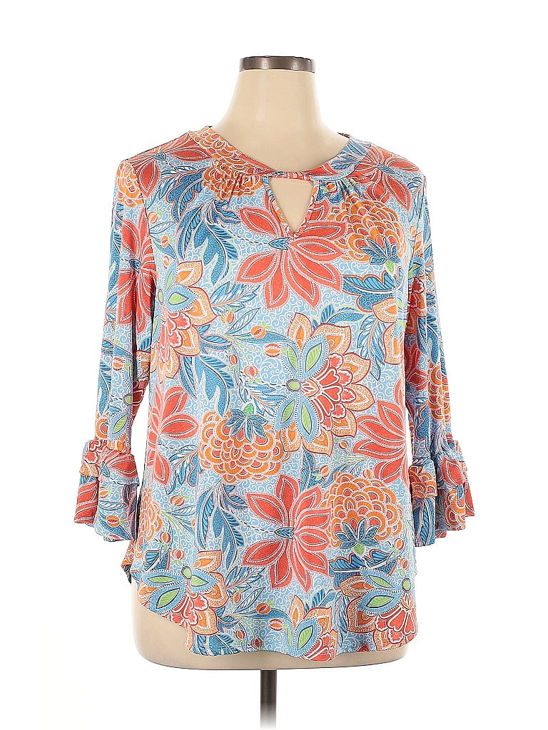 Ruby Rd. Blue 3/4 Sleeve Blouse Size 1X - 67% off | ThredUp