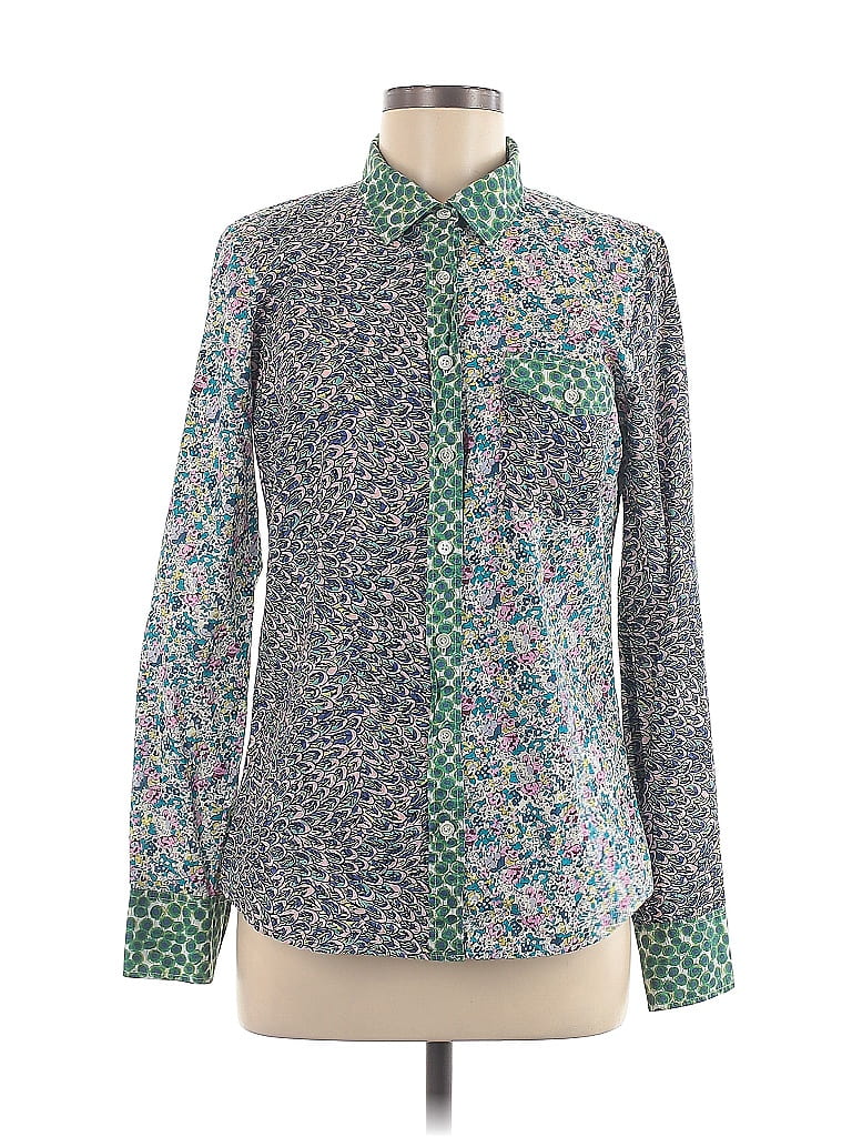 Liberty Art Fabrics for J.Crew 100% Cotton Floral Green Long Sleeve Button-Down Shirt Size 8 ...