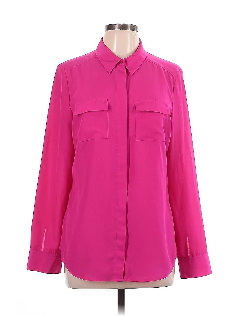 Ann Taylor Factory Pink Long Sleeve Blouse Size 10 - 55% off | ThredUp