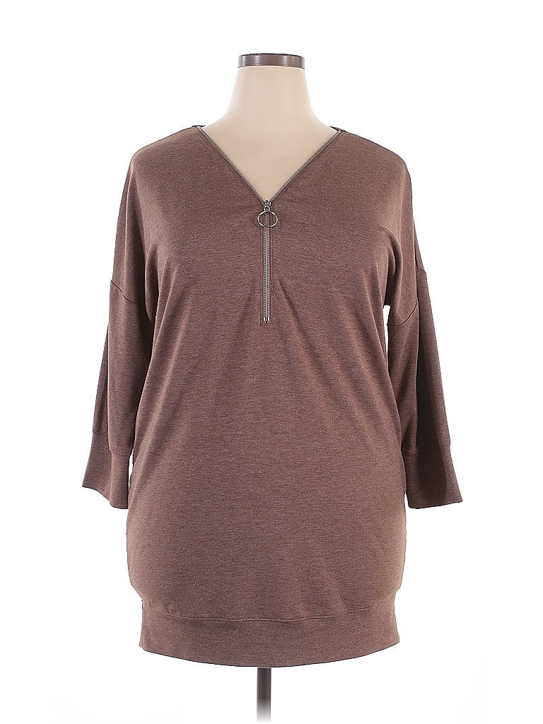K. Jordan Brown Tan 3/4 Sleeve Top Size 1X - 51% off | ThredUp