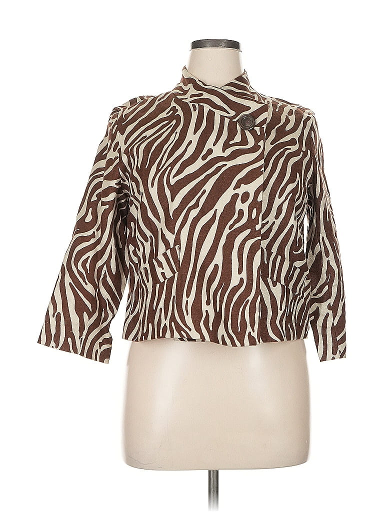 edward 100% Linen Animal Print Brown Jacket Size XL - 46% off | ThredUp