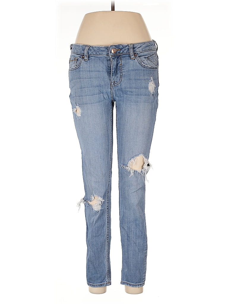 Vigoss Hearts Graphic Solid Blue Jeans Size 28 waist - 83% off | ThredUp