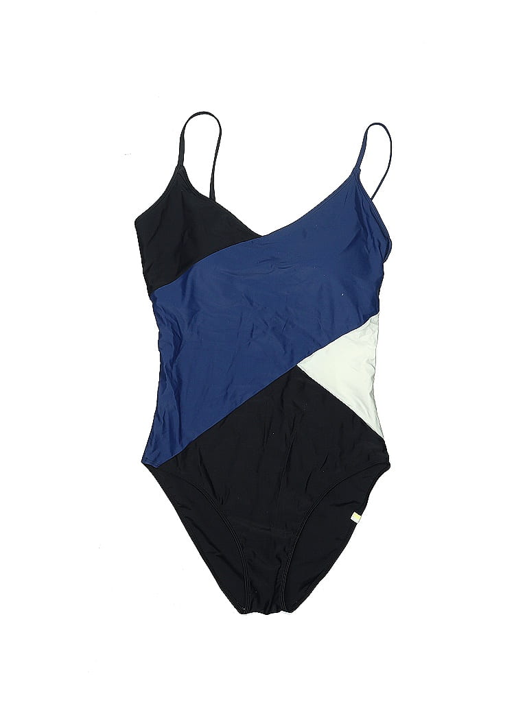 Summersalt 100% Polyamide Color Block Blue One Piece Swimsuit Size 10 ...