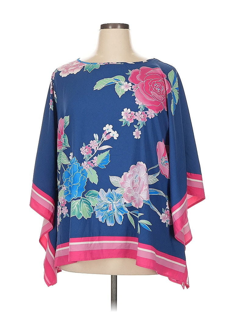 QVC Blue 3/4 Sleeve Blouse Size XL - 55% off | ThredUp