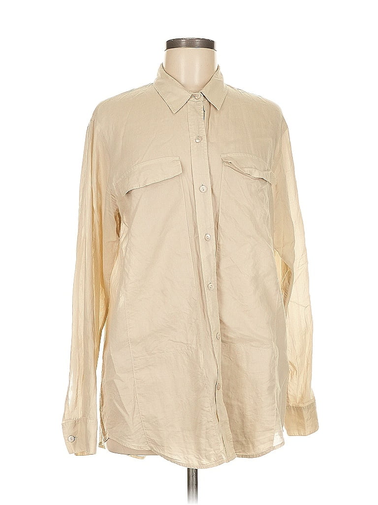 Theory Ivory Long Sleeve Button-Down Shirt Size M - 77% off | ThredUp