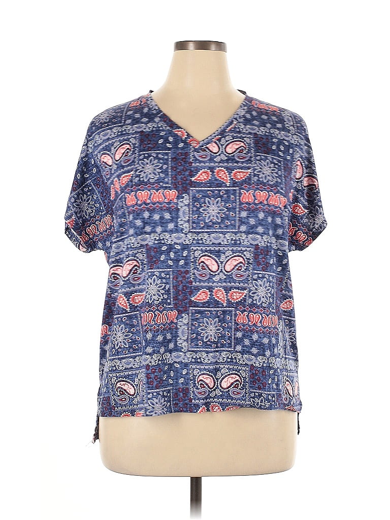 Secret Treasures Blue Short Sleeve Blouse Size XL - 26% off | ThredUp