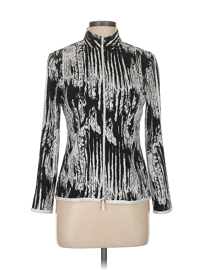 Joseph Ribkoff Metallic Silver Black Track Jacket Size 10 - 76% off | ThredUp