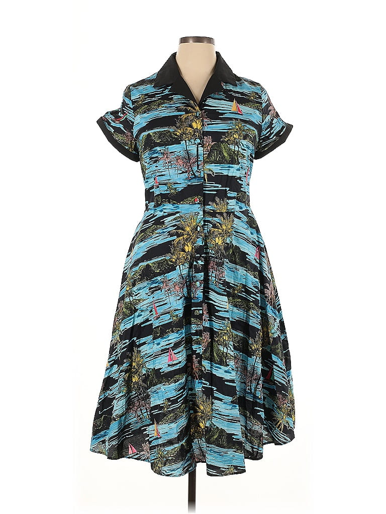 Unique Vintage 100% Cotton Print Blue Casual Dress Size 14 - 65% off ...