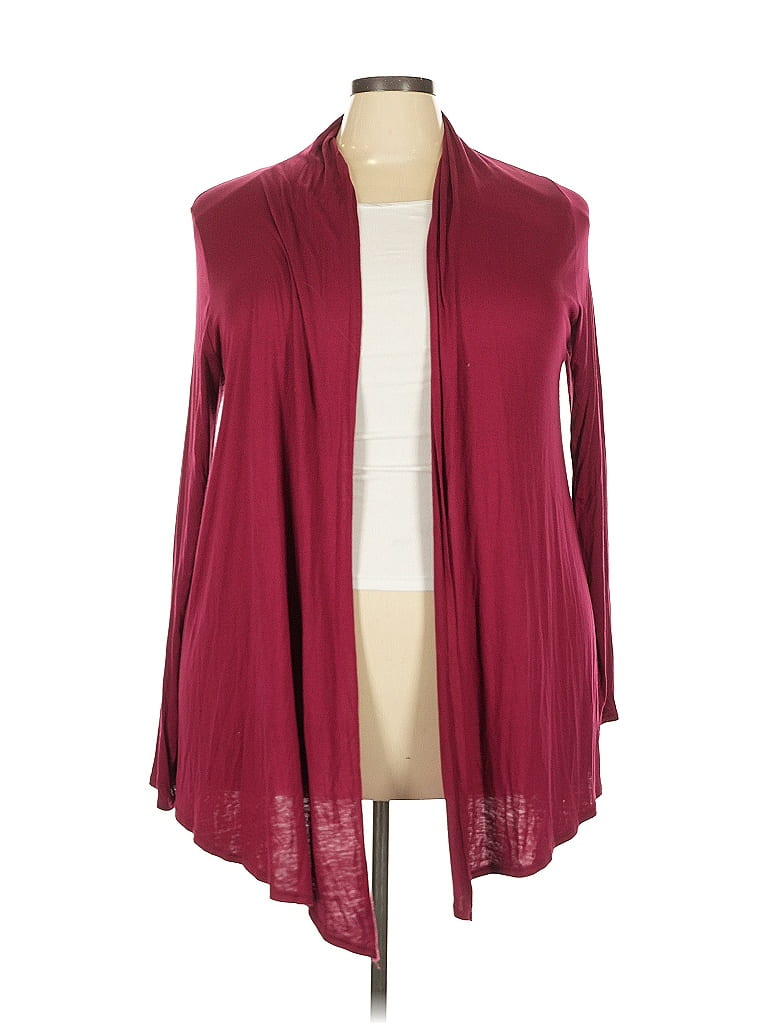 Isaac Liev Burgundy Cardigan Size 3X - 54% off | ThredUp