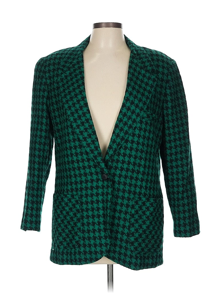 EMO 100% Wool Houndstooth Green Wool Blazer Size 12 - 64% off | ThredUp