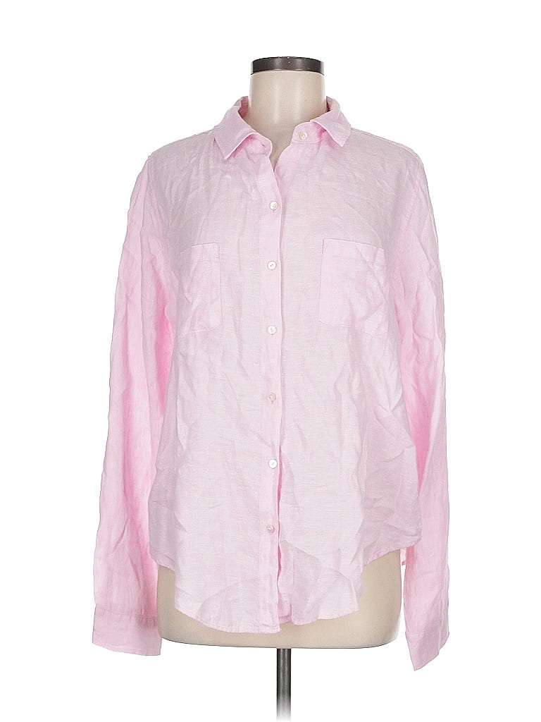 Lilly Pulitzer 100% Linen Pink Long Sleeve Button-Down Shirt Size M - 71% off | ThredUp