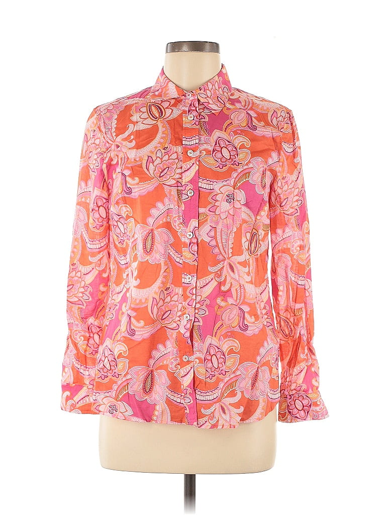 Talbots 100% Cotton Paisley Pink Long Sleeve Blouse Size M (petite) - 76% off | ThredUp