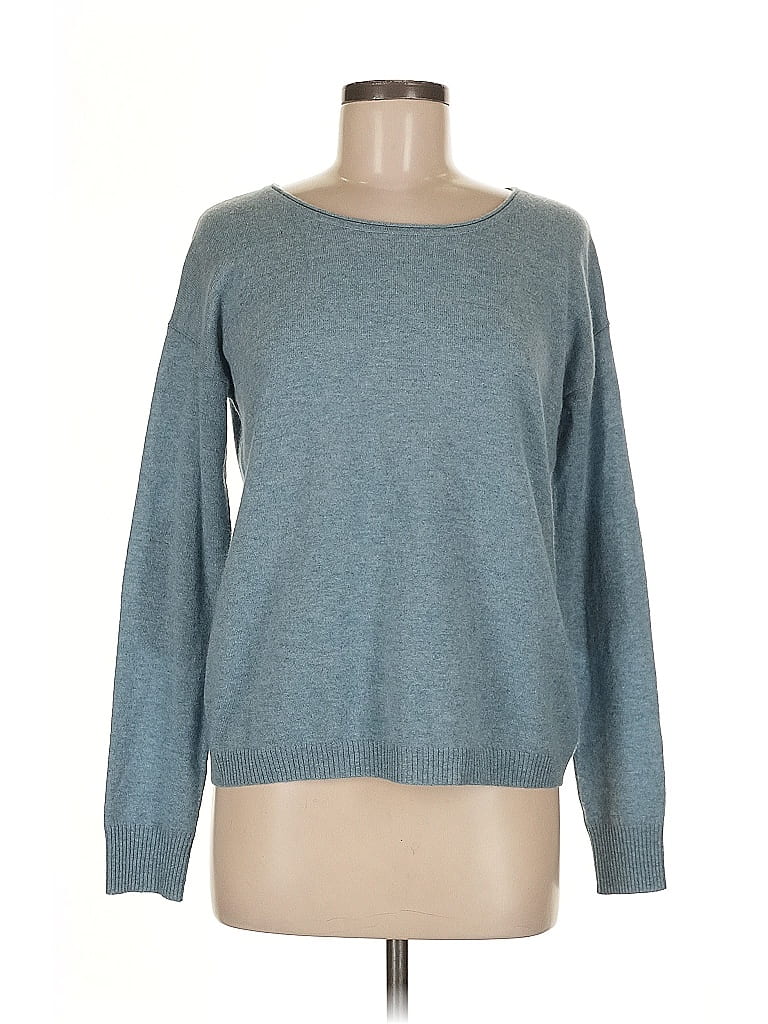 Autumn Cashmere 100% Cashmere Blue Cashmere Pullover Sweater Size M ...