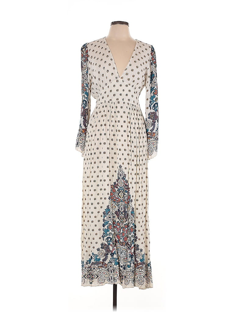 Angie 100% Rayon Paisley Ivory Casual Dress Size L - 56% off | ThredUp