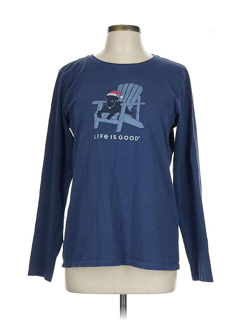 Life Is Good 100% Cotton Blue Long Sleeve T-Shirt Size L - 21% off ...