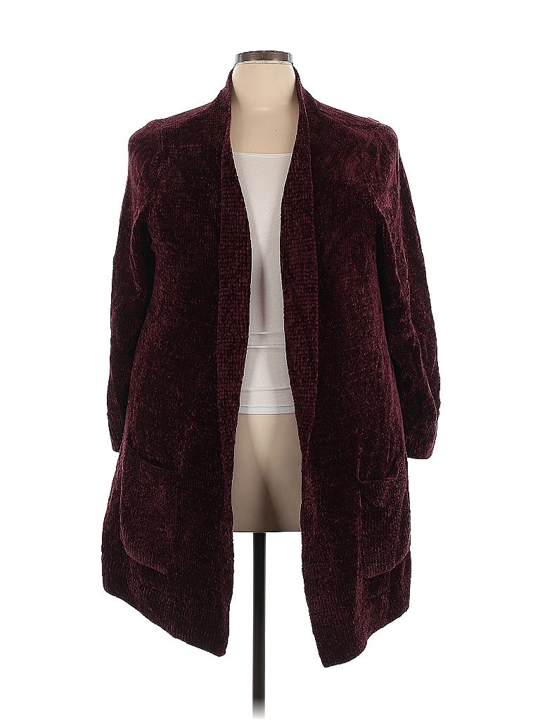 D&Co. 100% Polyester Burgundy Cardigan Size 3X (petite) - 46% off | ThredUp