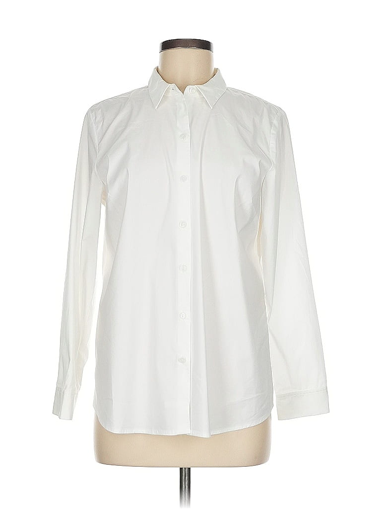 J.Jill White Long Sleeve Button-Down Shirt Size M (petite) - 67% off | ThredUp