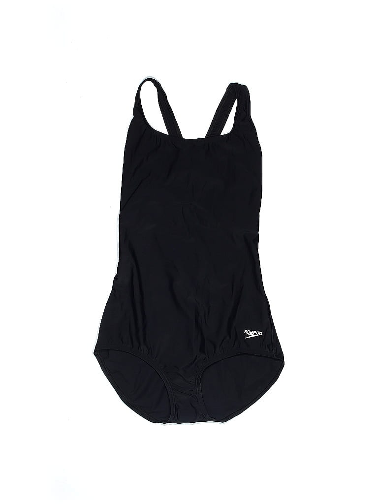 Speedo Solid Black One Piece Swimsuit Size 8 - 45% off | ThredUp