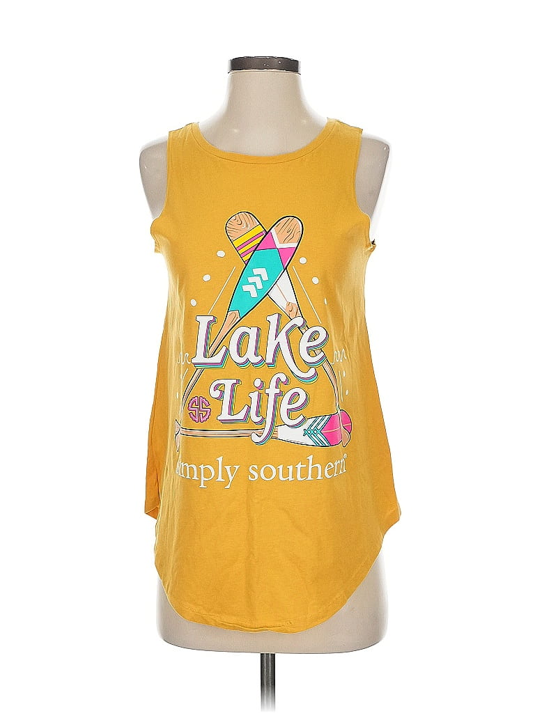 Simply Southern 100% Cotton Yellow Tank Top Size S - 62% off | ThredUp