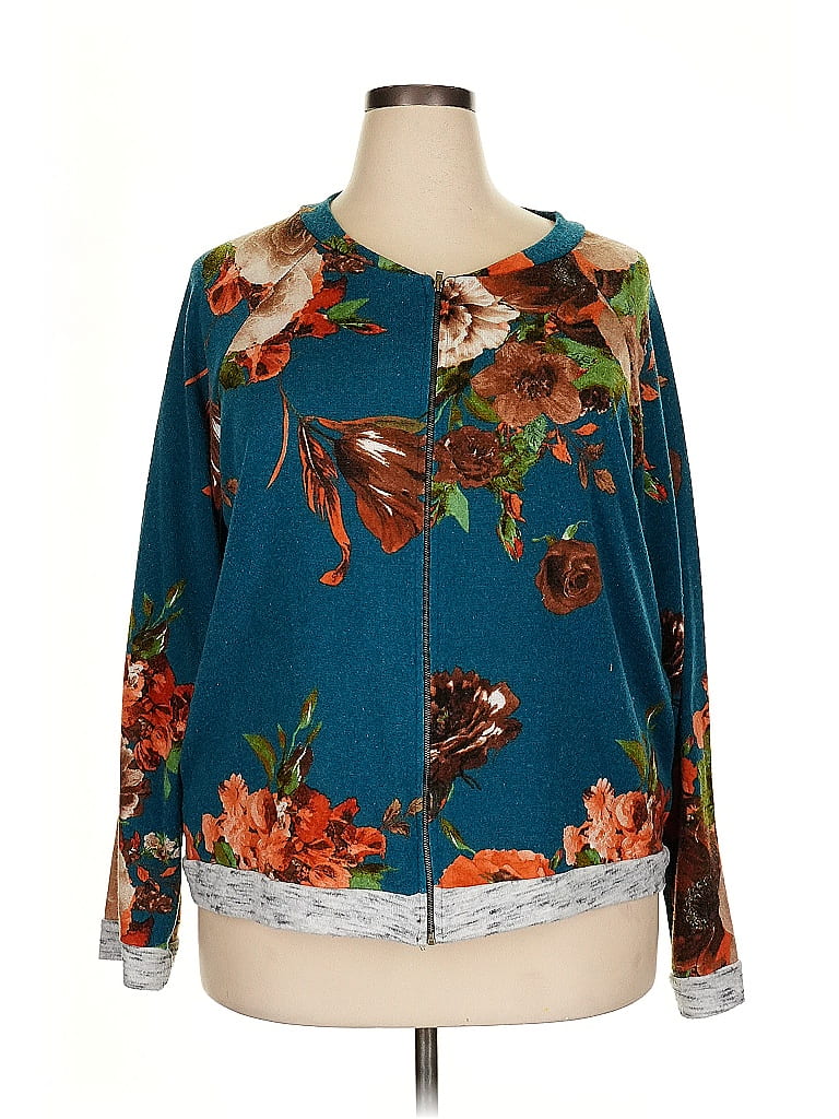 Egs Floral Teal Jacket Size 2X - 71% off | ThredUp
