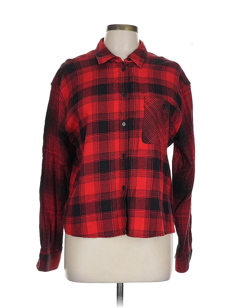 Express Plaid Red Long Sleeve Button-Down Shirt Size L - 53% off | ThredUp