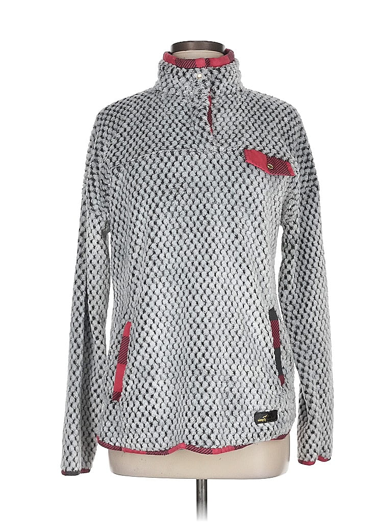 Simply Southern 100% Polyester Houndstooth Silver Pullover Sweater Size ...