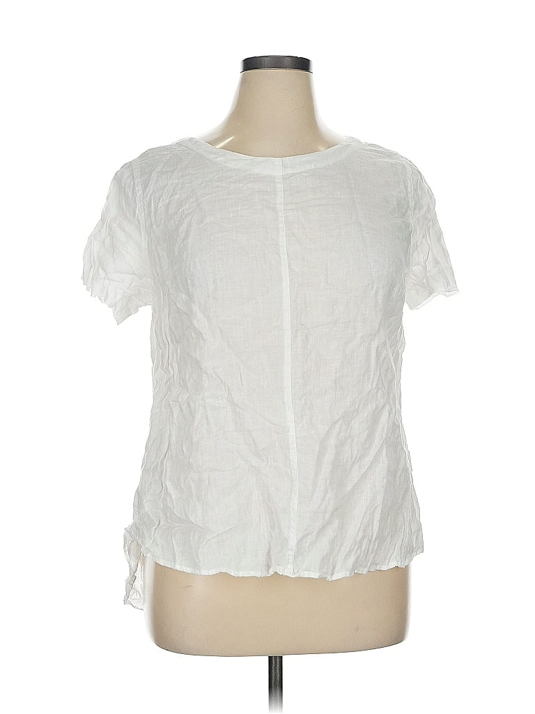 Magaschoni 100% Linen White Short Sleeve Blouse Size XL - 82% off | ThredUp