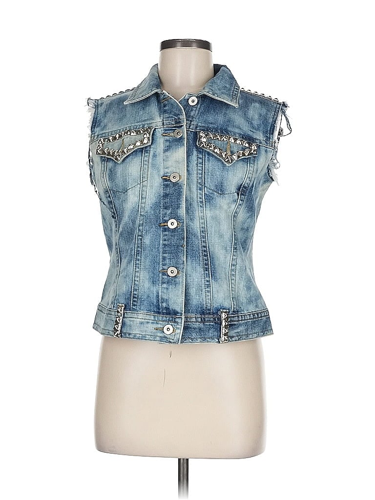 Baccini Blue Denim Vest Size M (petite) - 60% off | ThredUp