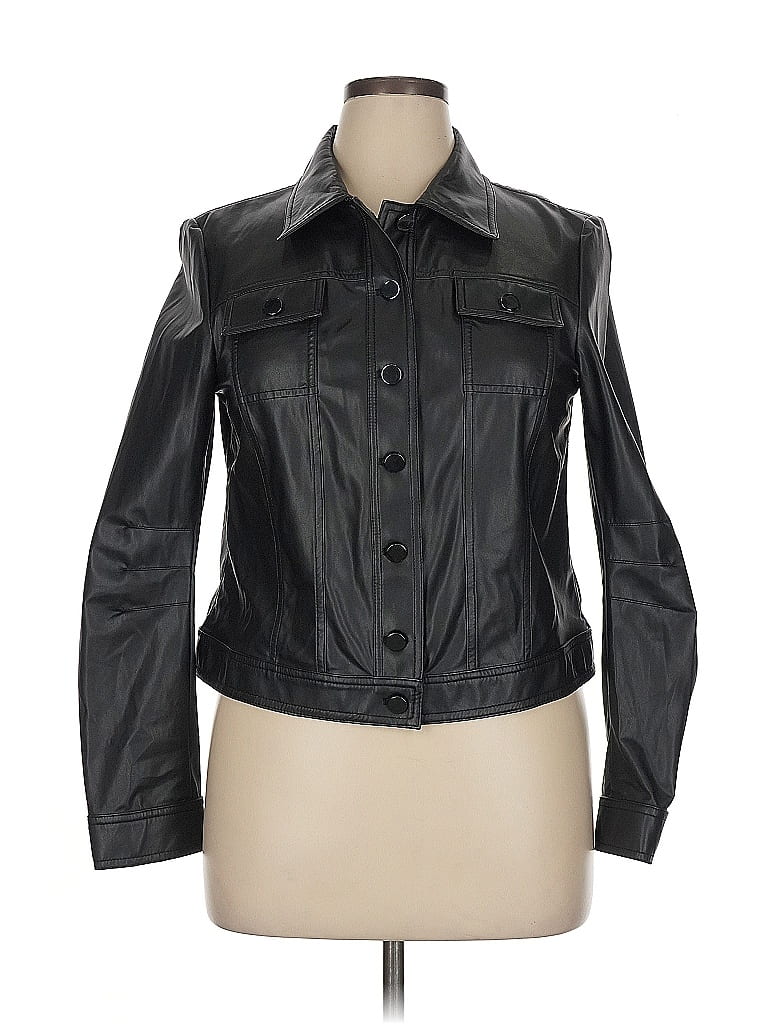 Worth New York Black Faux Leather Jacket Size 14 - 78% off | ThredUp