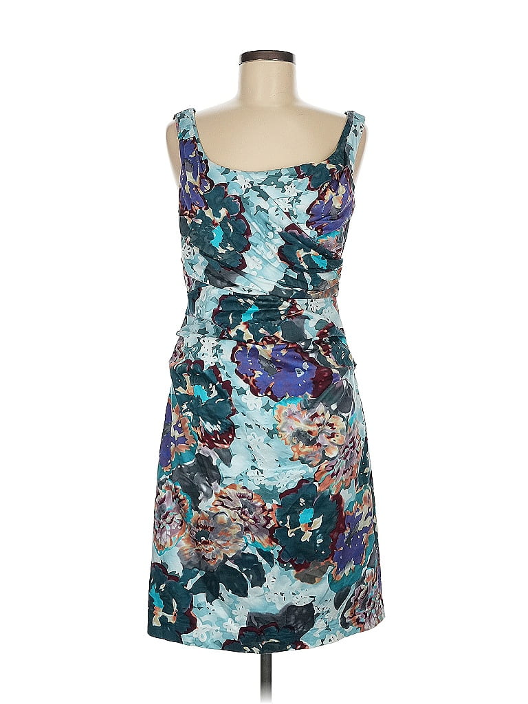 Suzi Chin for Maggy Boutique Print Blue Cocktail Dress Size 8 - 79% off ...