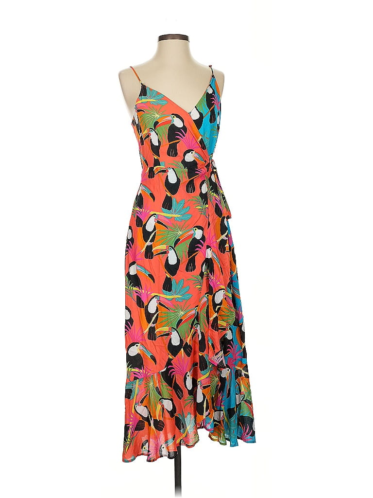 FARM Rio 100% Viscose Print Orange Cocktail Dress Size S (petite) - 50% ...