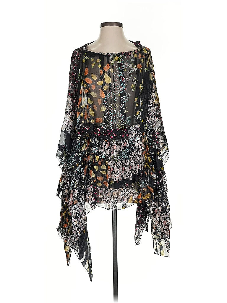 ETRO 100% Silk Black Poncho One size - 77% off | ThredUp