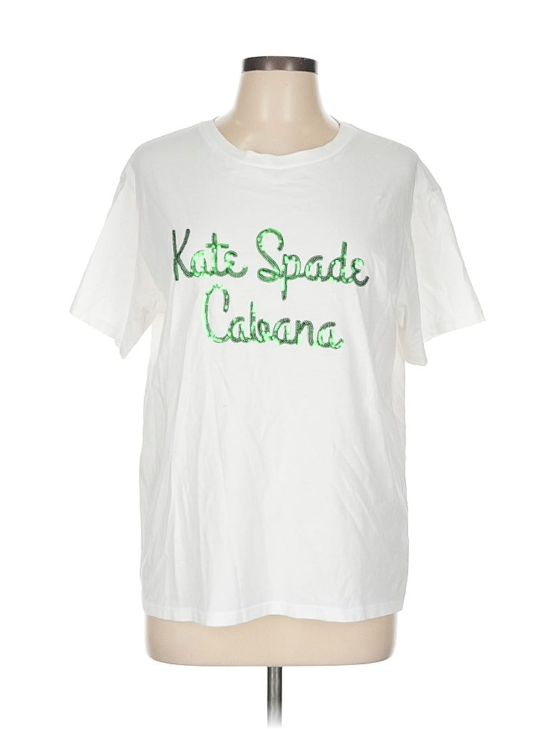 Kate Spade New York 100% Cotton White Short Sleeve T-Shirt Size L - 79% ...
