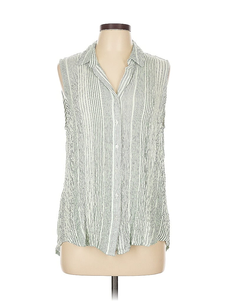 Jane and Delancey Green Sleeveless Button-Down Shirt Size L - 57% off ...