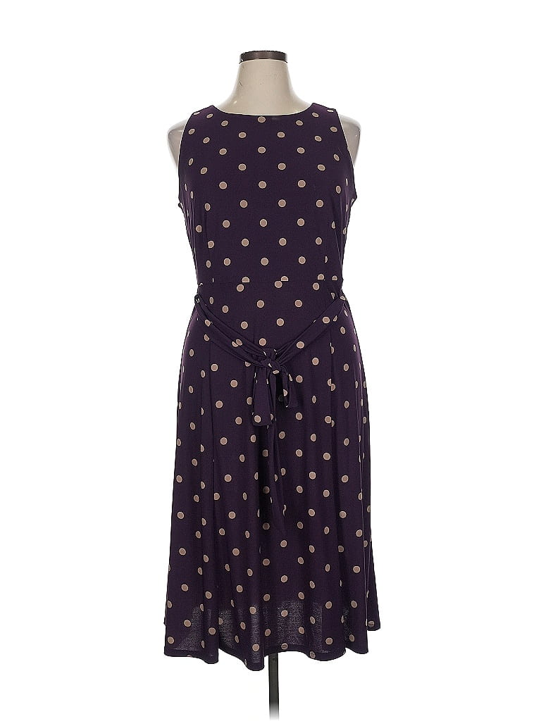 Anne Klein Polka Dots Purple Casual Dress Size 14 - 70% off | ThredUp