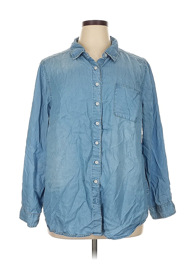Torrid 100% Tencel Blue Long Sleeve Button-Down Shirt Size 1X - 60% off | ThredUp