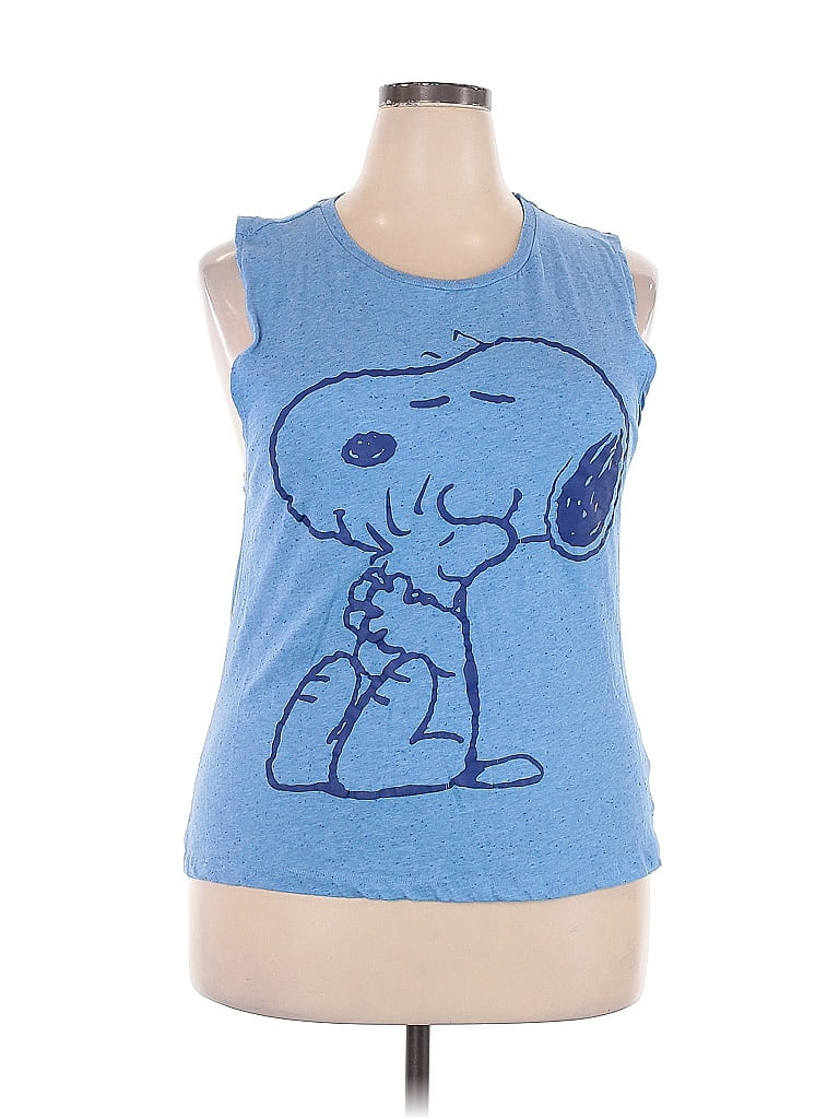 Peanuts Blue Sleeveless T-Shirt Size XXL - 15% off | ThredUp