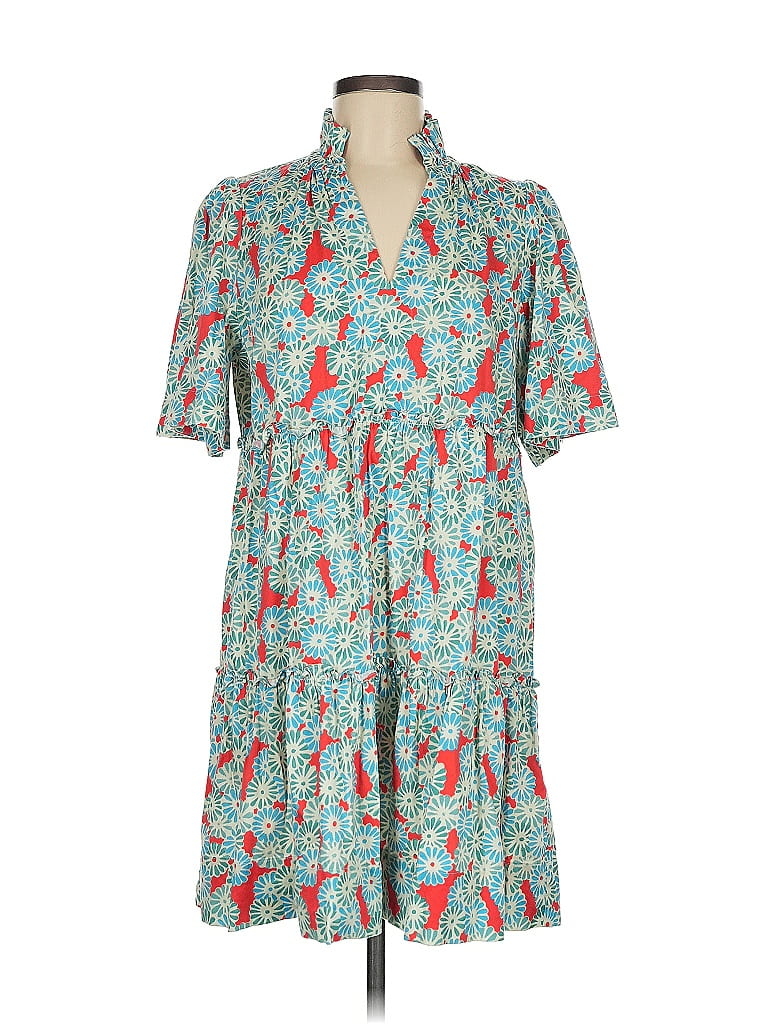 Tuckernuck Print Teal Casual Dress Size L - 71% off | ThredUp