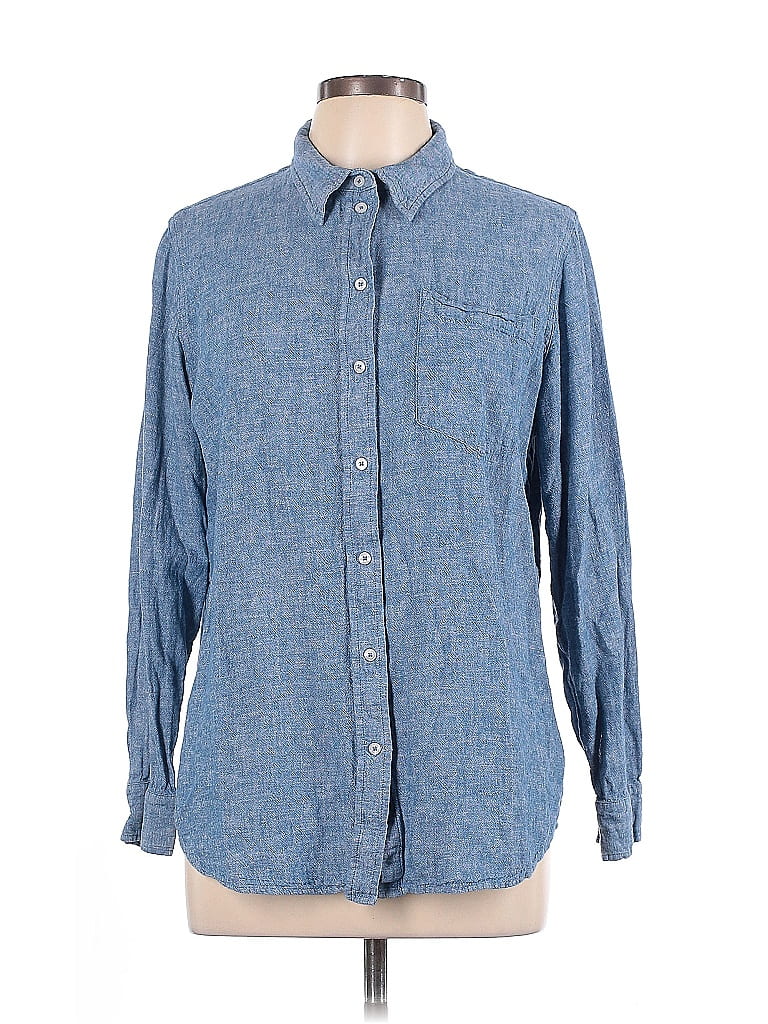 Gap Tweed Blue Long Sleeve Button-Down Shirt Size L - 86% off | ThredUp