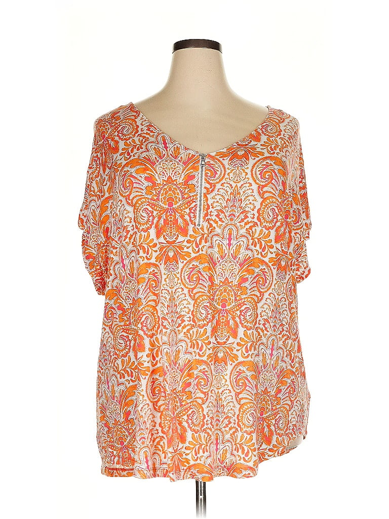 Cynthia Rowley Graphic Orange Short Sleeve Blouse Size 3X - 74% off ...