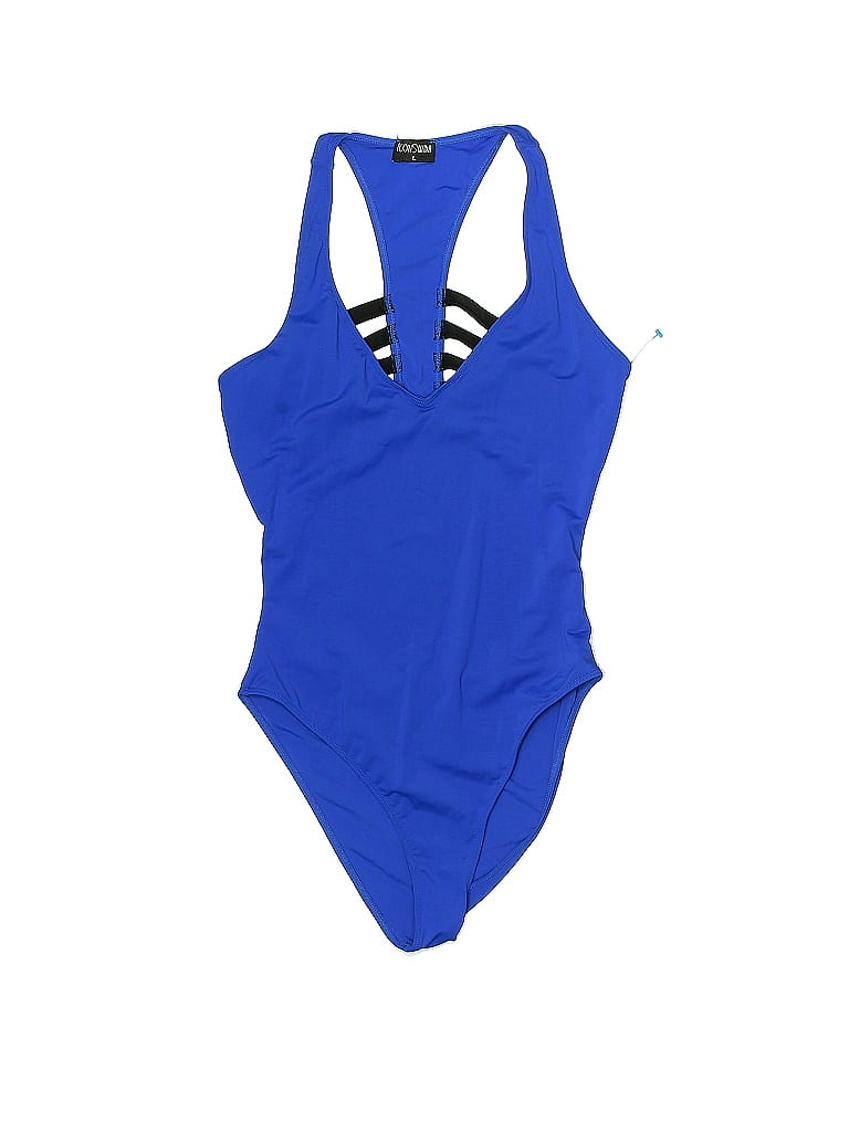 Icon Swim Solid Blue One Piece Swimsuit Size L - 58% off | ThredUp