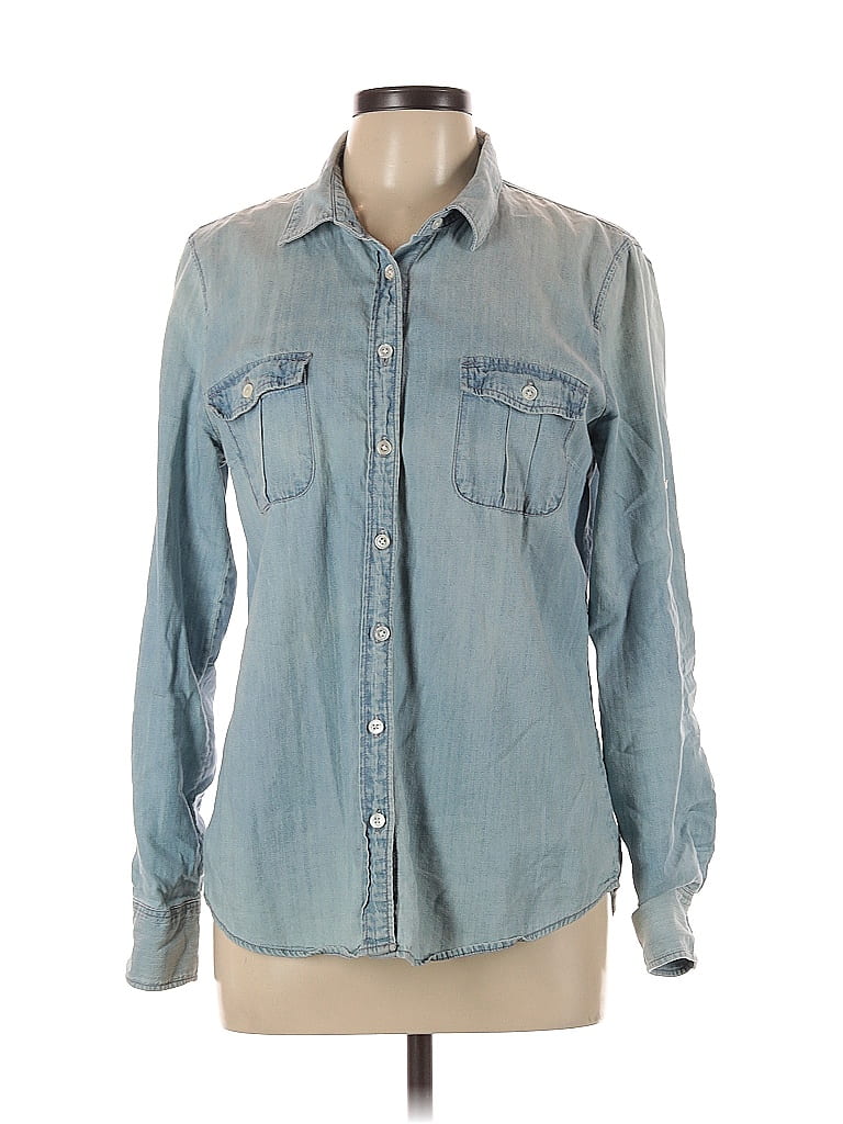 J.Crew 100% Cotton Solid Blue Long Sleeve Button-Down Shirt Size 10 - 73% off | ThredUp