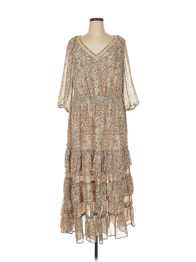 Jessica Simpson 100% Polyester Paisley Tan Cocktail Dress Size 1X - 67% ...
