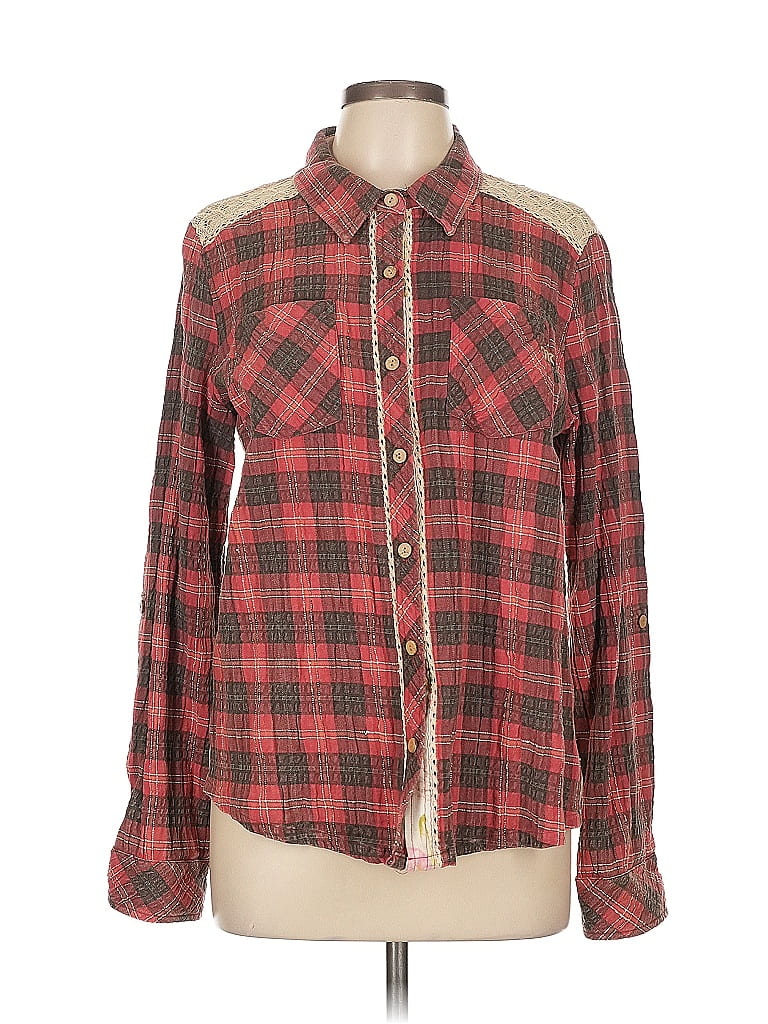 Miss Me Plaid Red Long Sleeve Button-Down Shirt Size L - 57% off | ThredUp
